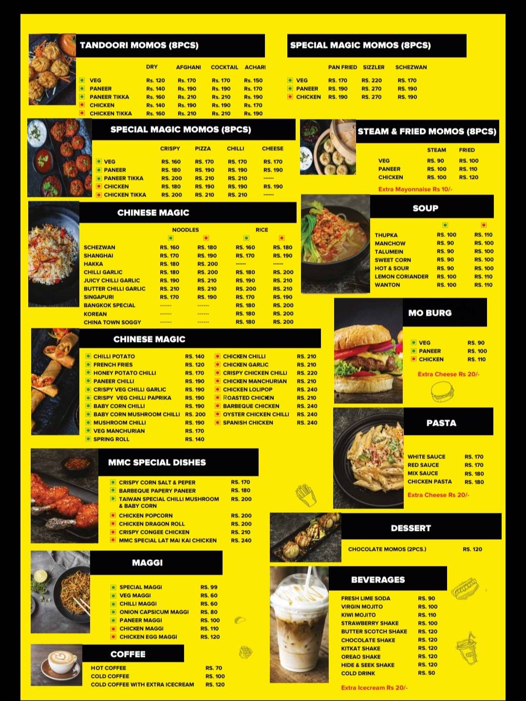 Menu at Momo magic cafe, Puri, Puri