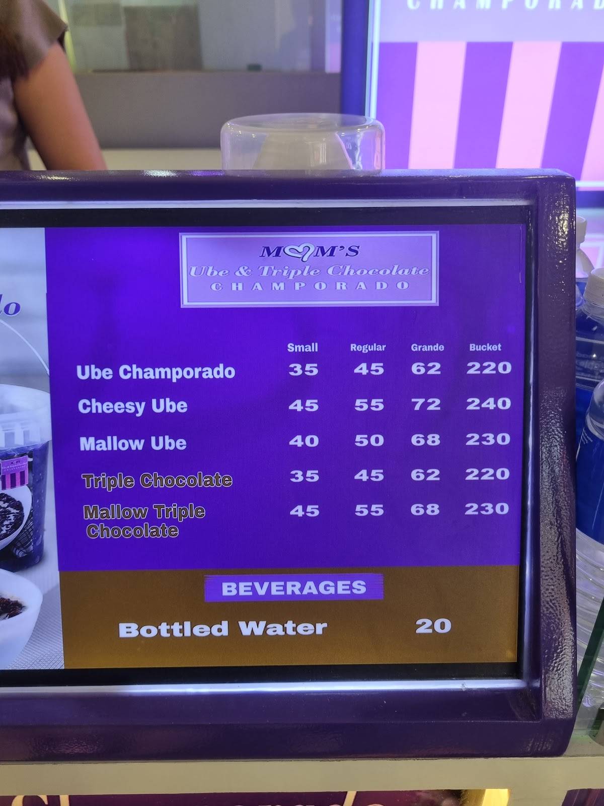 Menu at Mom's Ube & Triple Chocolate Champorado desserts, Dasmariñas
