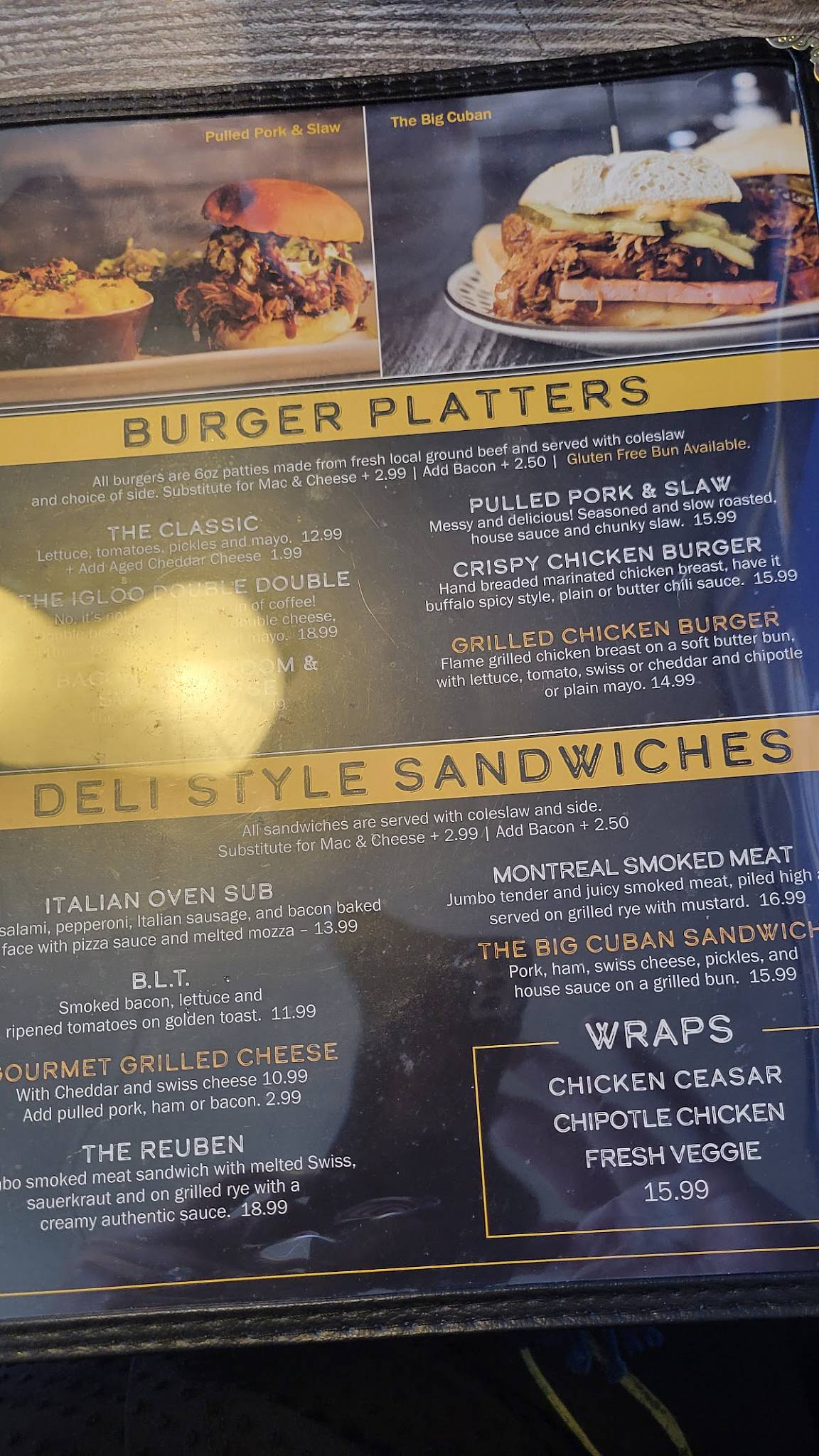 Menu at Igloo Beverage Room pub & bar, Moncton
