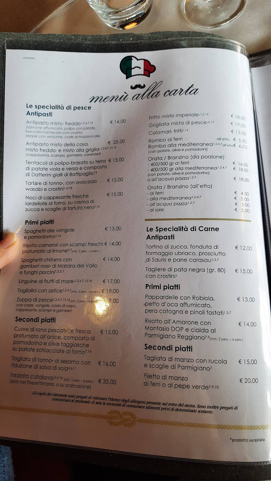 Menu da La Rosa Dei Venti ristorante, Monfalcone