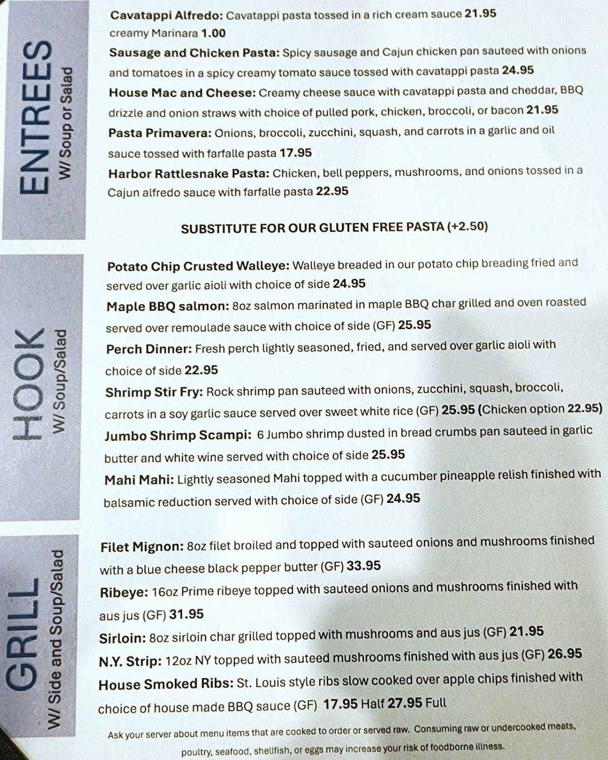 Menu at Harbor Hook & Grille pub & bar, Monroe