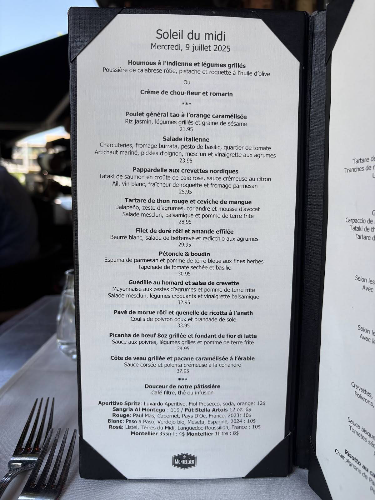 Menu au Montego Resto Club, Québec, Av. Maguire