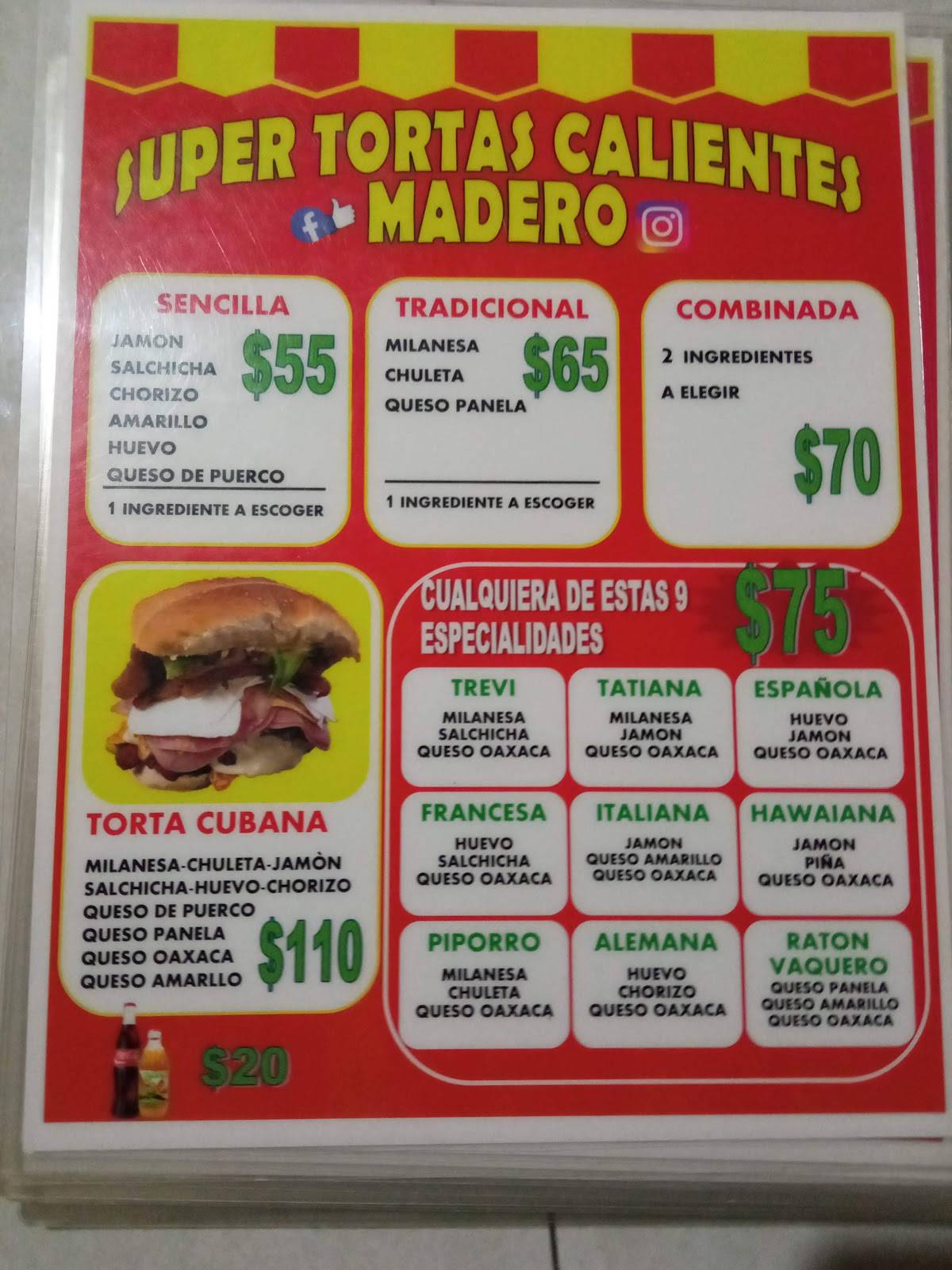 Carta del restaurante Super Tortas Calientes Madero, Monterrey, 343