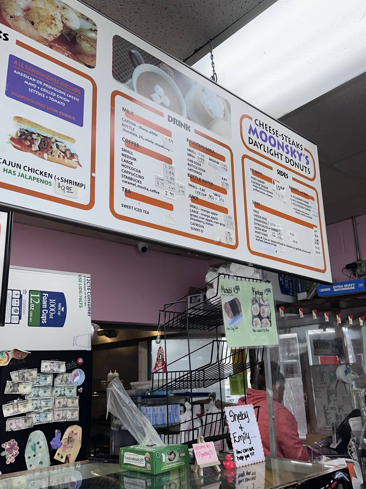 Menu at Moonskys and Daylight Donuts fast food, Tulsa, E Pine St
