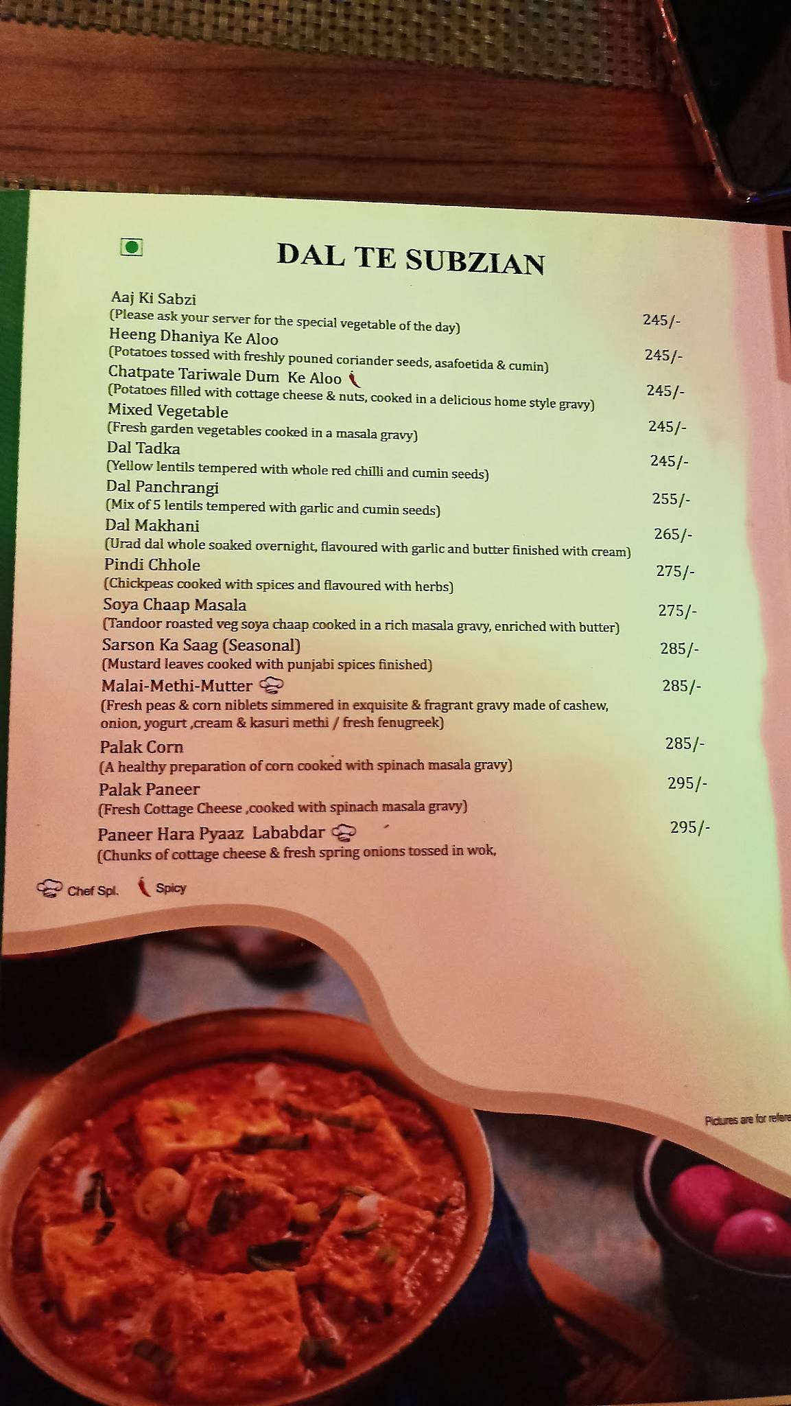 Menu at Pind Balluchi, Moradabad, Siddhi Towers