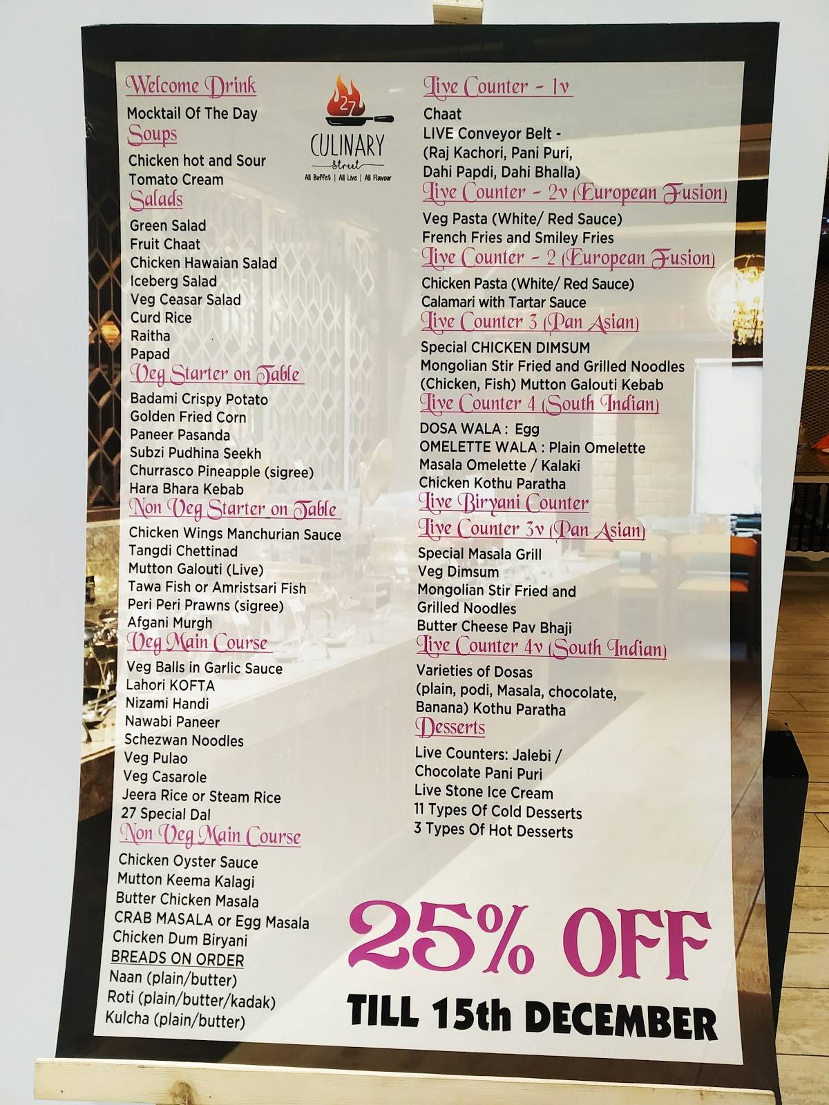Menu at Moti Mahal Barbecues - Marina Mall, Chennai