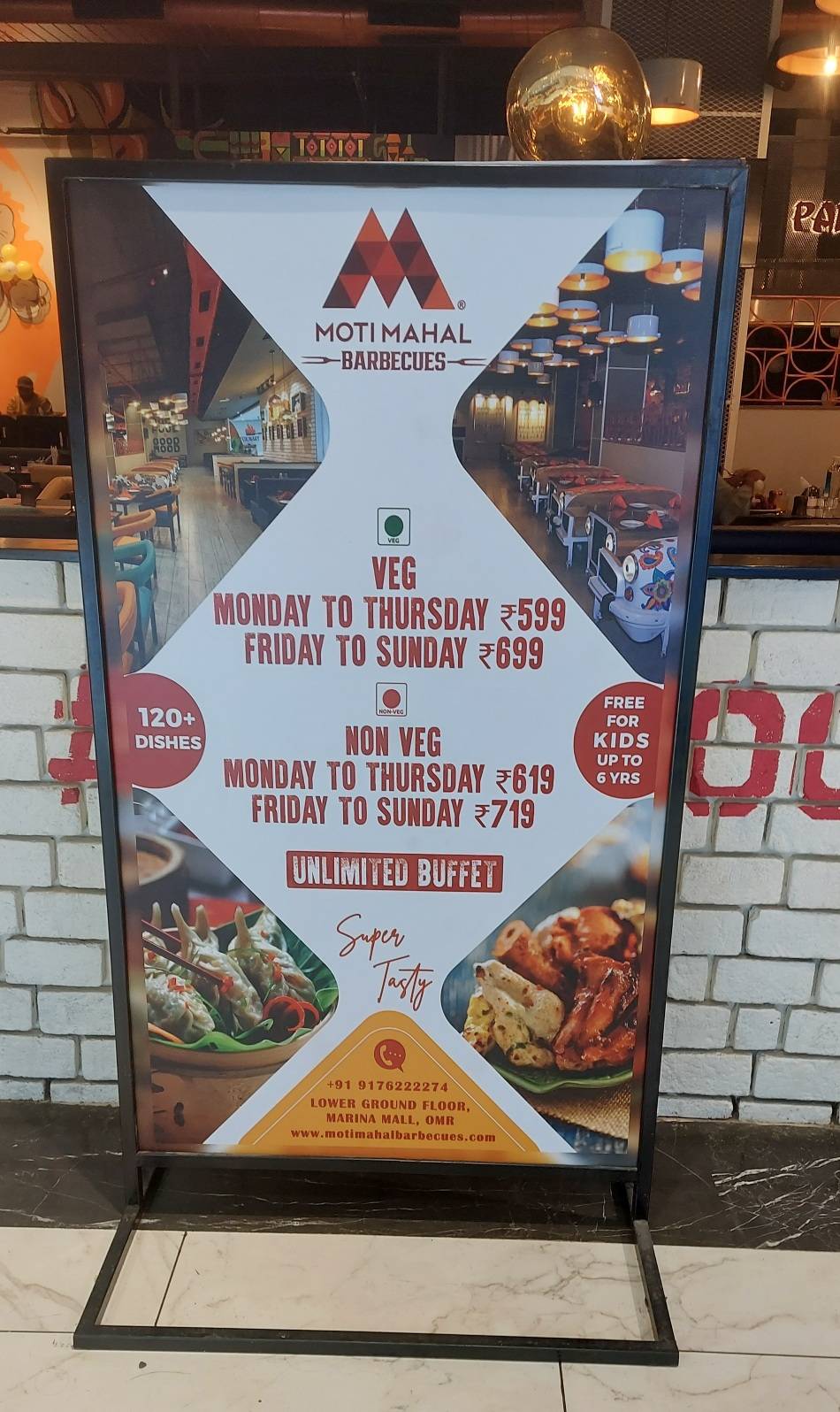 Menu at Moti Mahal Barbecues - Marina Mall, Chennai