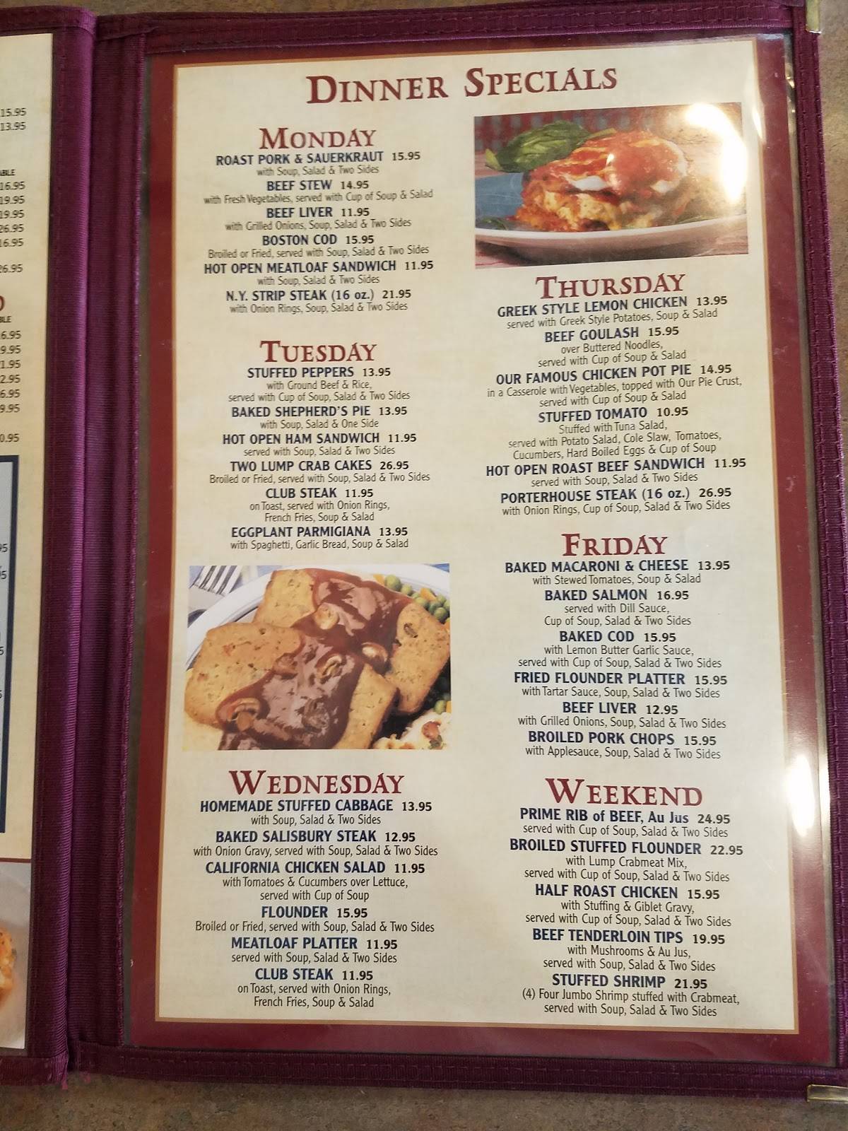 Menu at Mountain View Diner restaurant, Charles Town