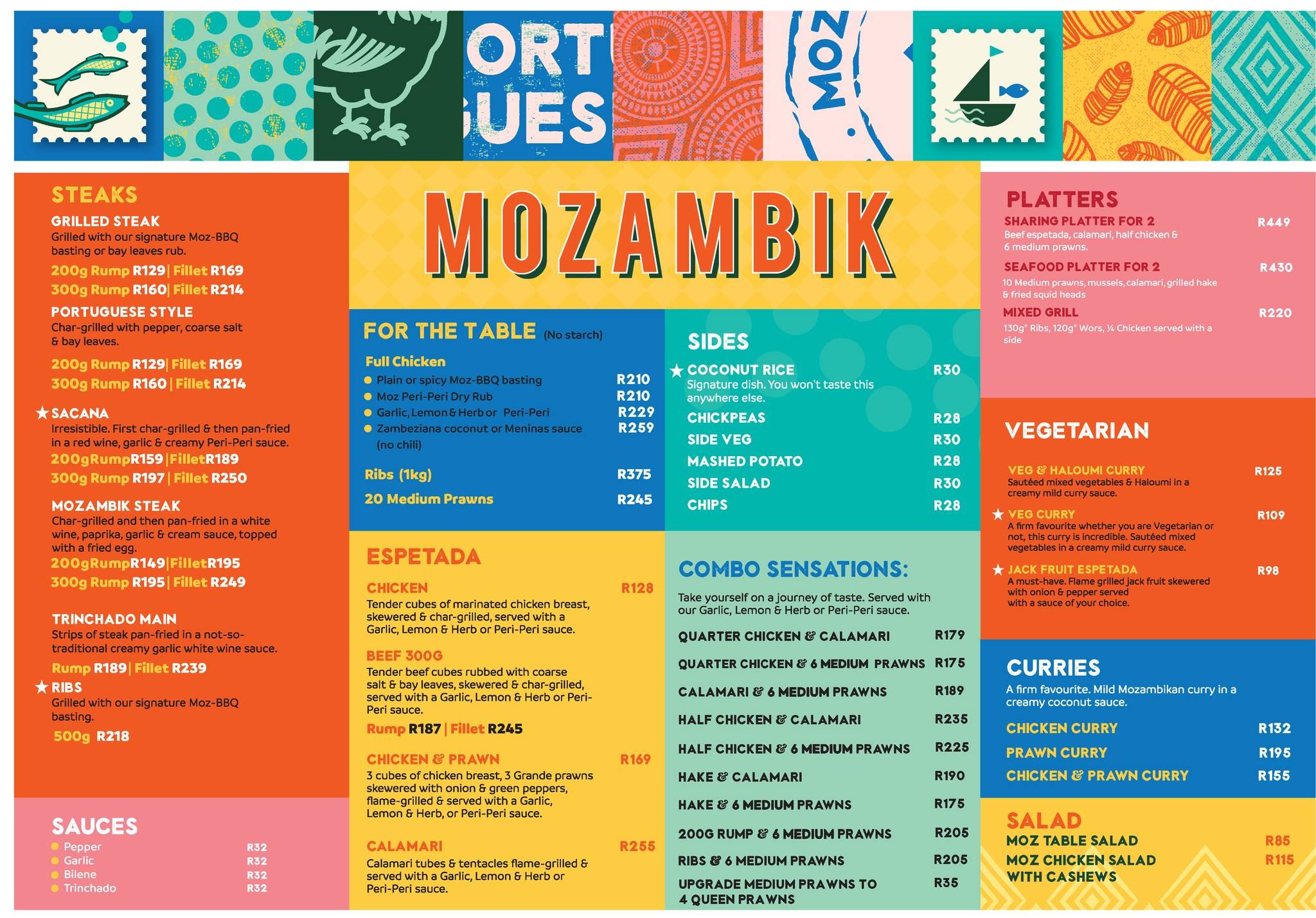 Menu at Mozambik @ The Food Box restaurant, Berea, 199 Peter Mokaba Rd