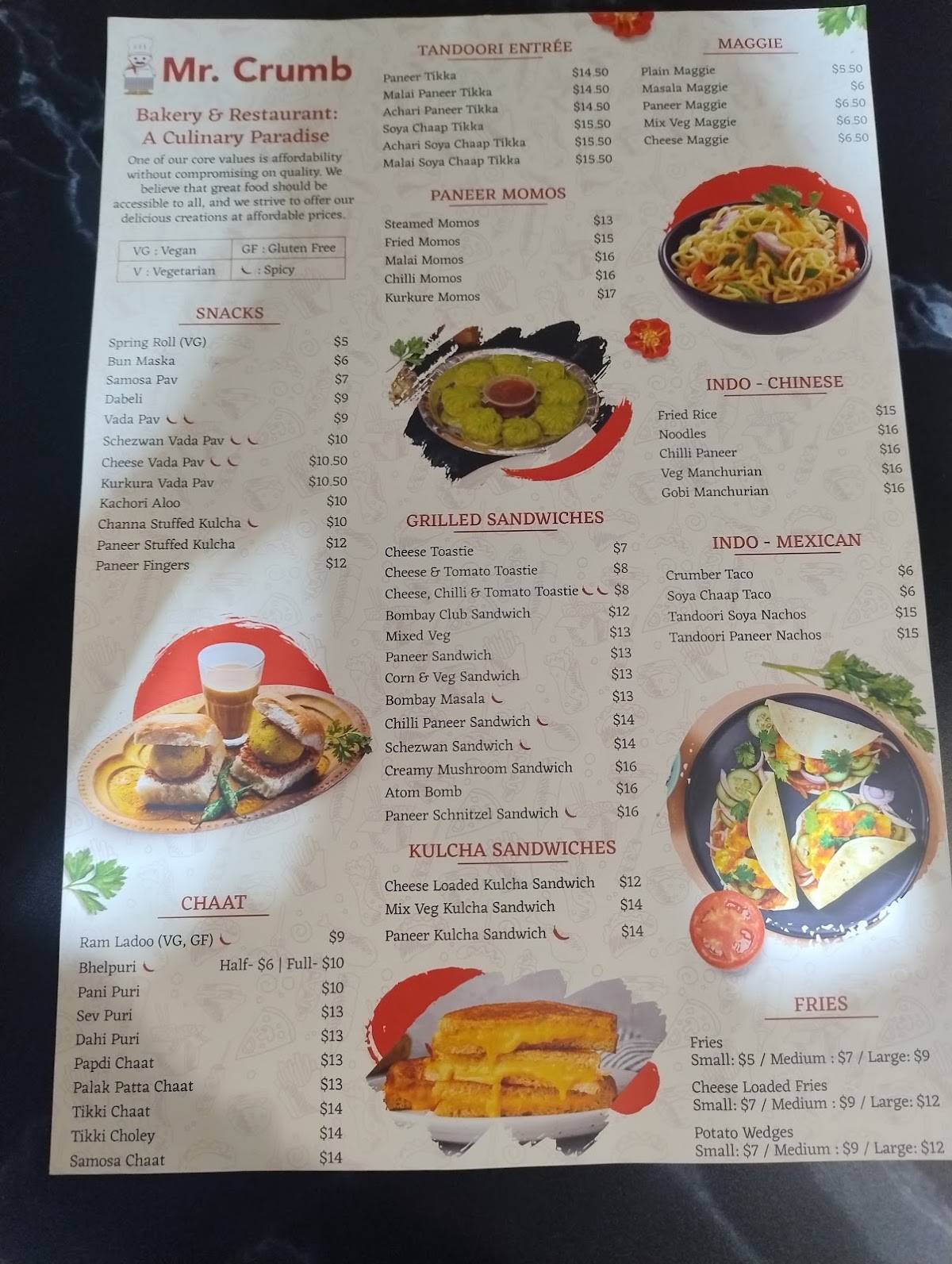 Menu at Mr. Crumb Hoppers Crossing cafe, Hoppers Crossing