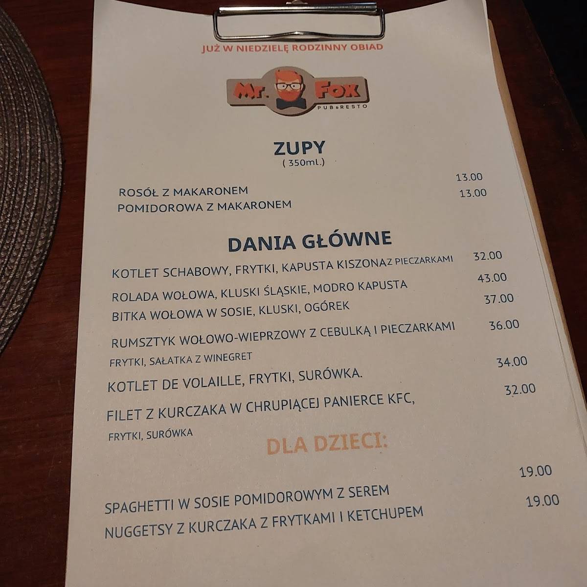 Menu at Mr Fox Pub&Resto, Katowice