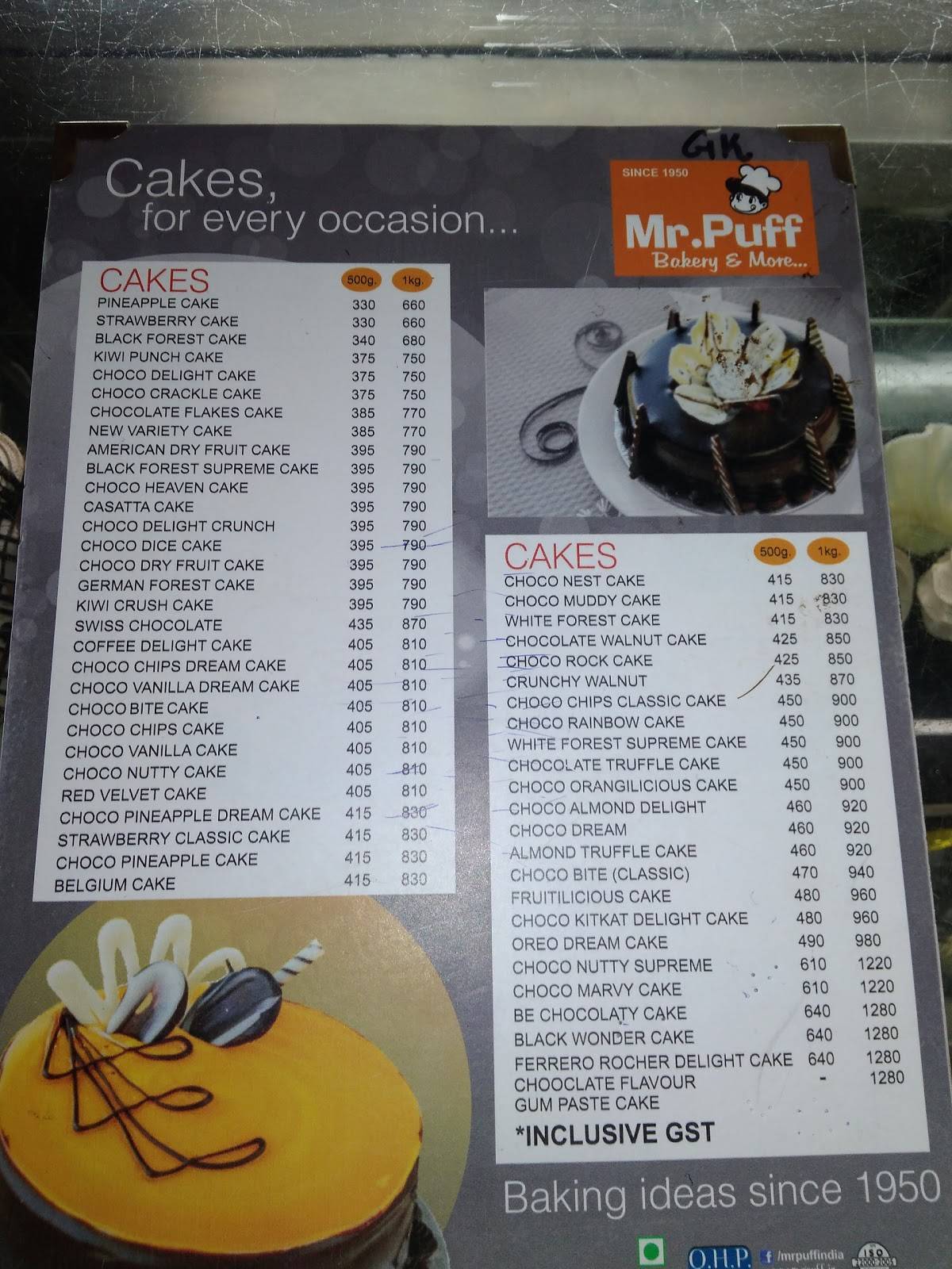 Menu at Mr. Puff, Vadodara, Shop No 22 Vrajvenu Complex Gurukul Char Rasta