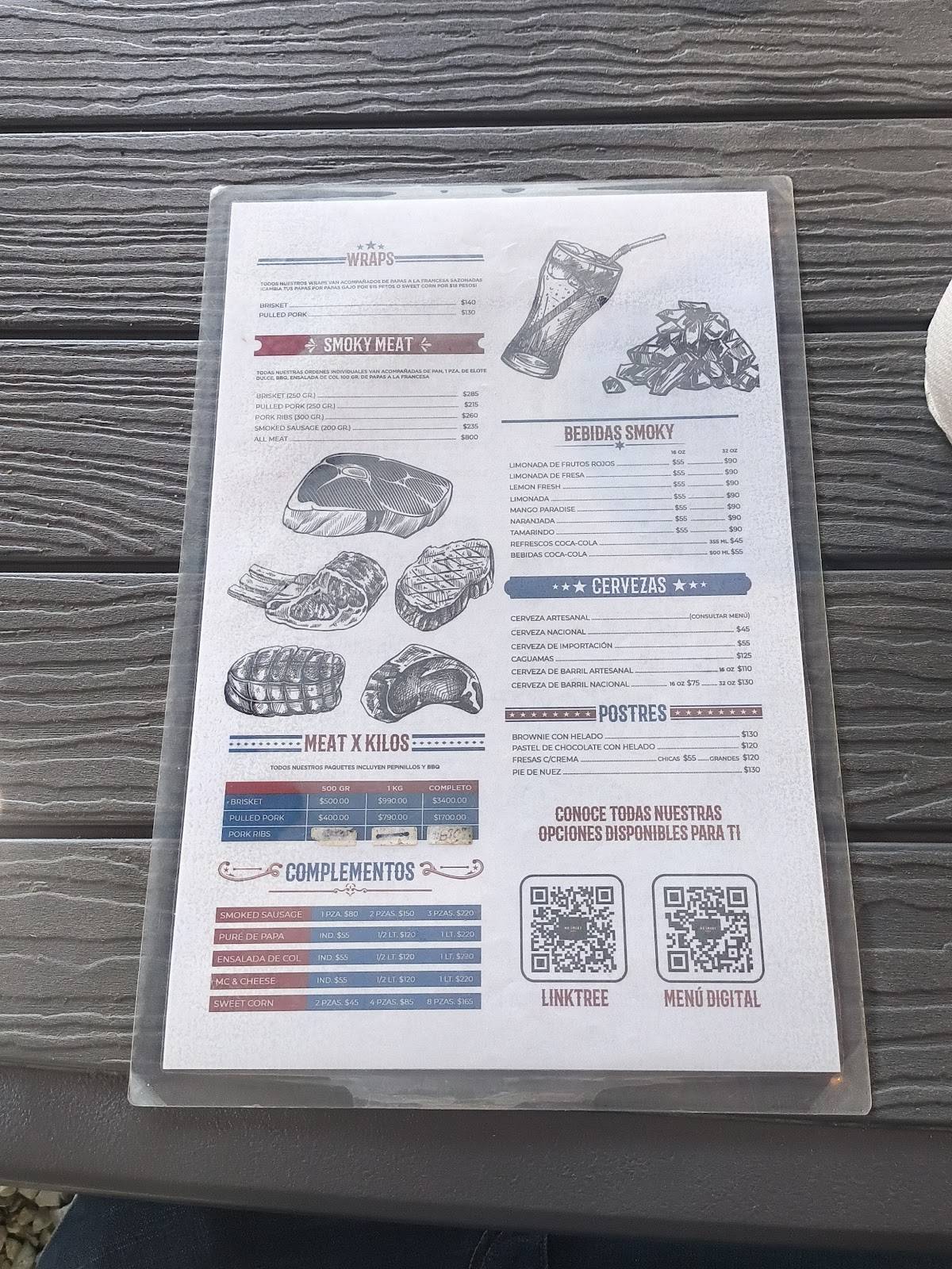 Carta del restaurante Mr. Smoky, Tampico