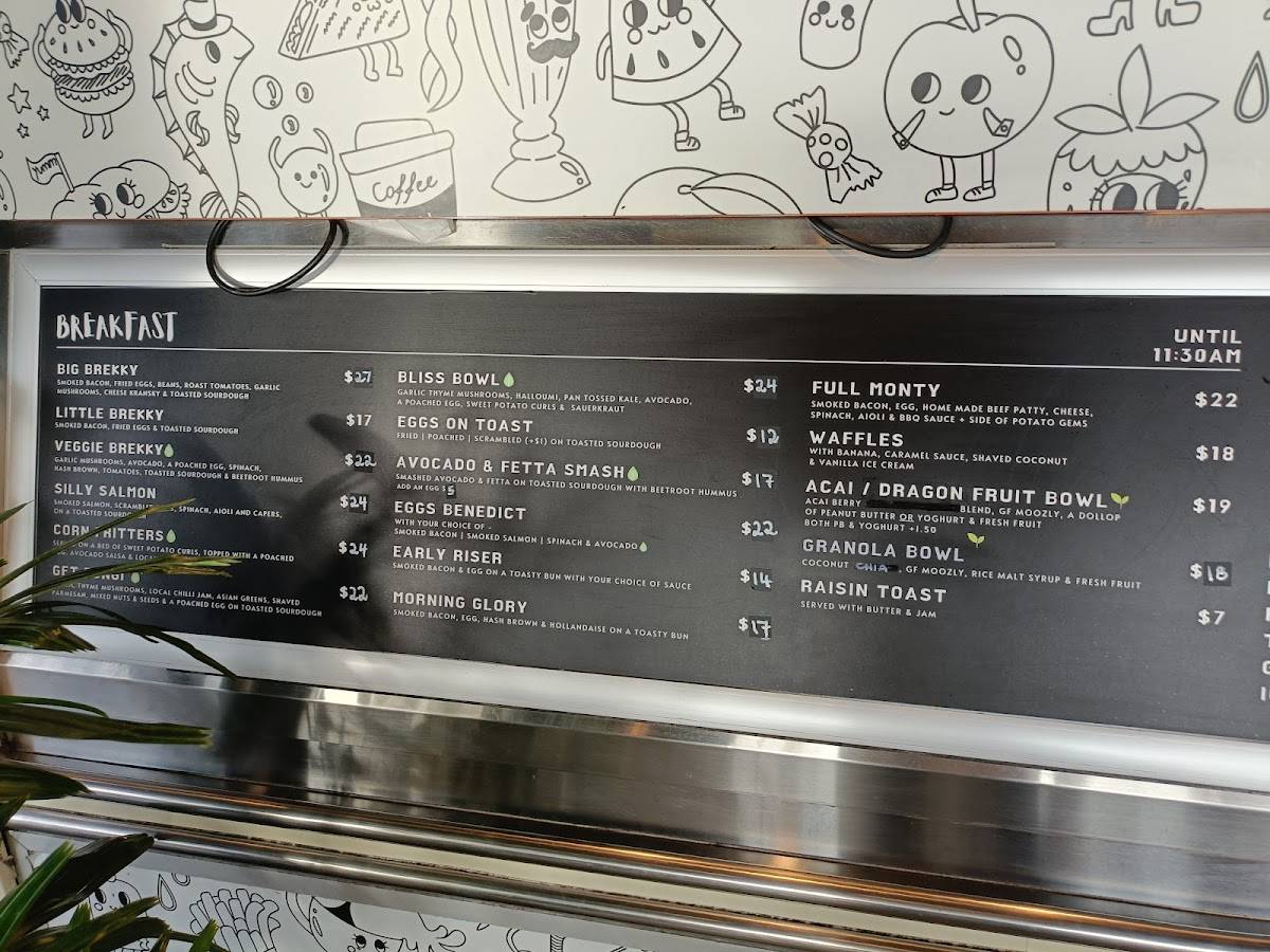 Menu at Muddy's Cafe, Cairns City