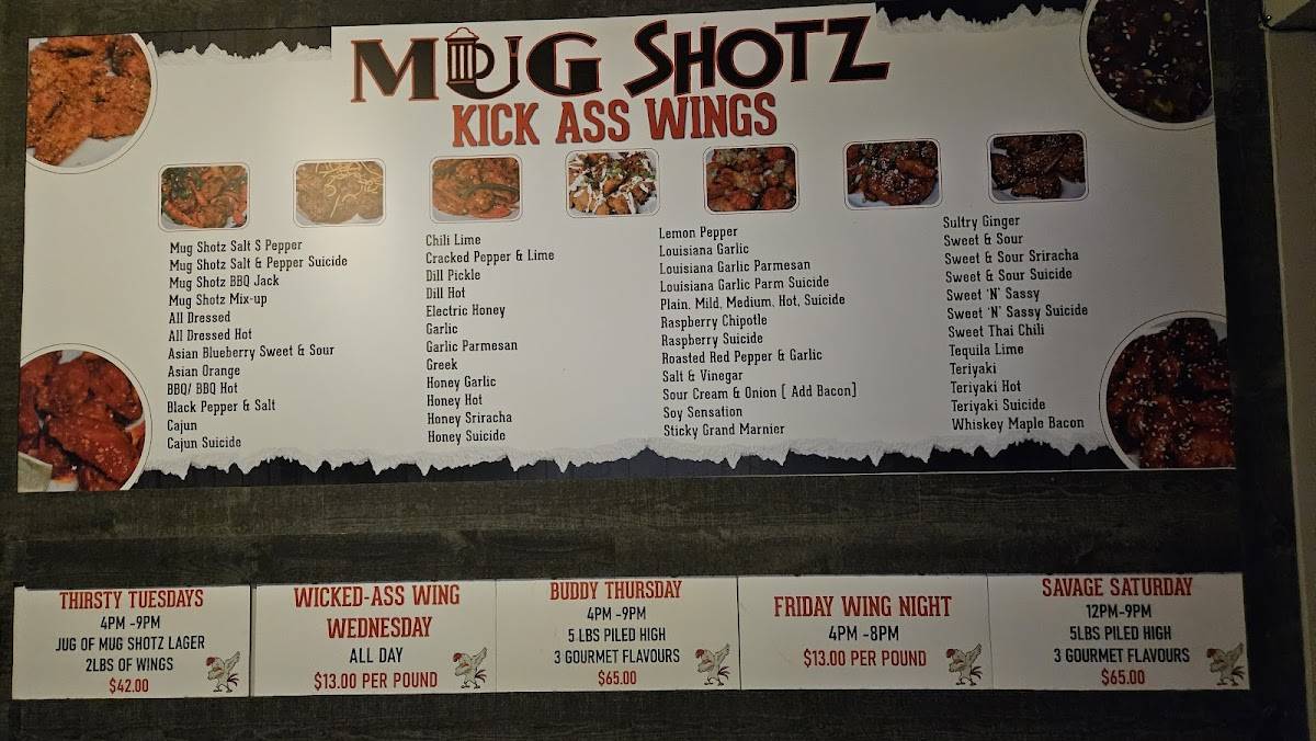 Menu at Mug Shotz Sports Bar & Grill, Calgary