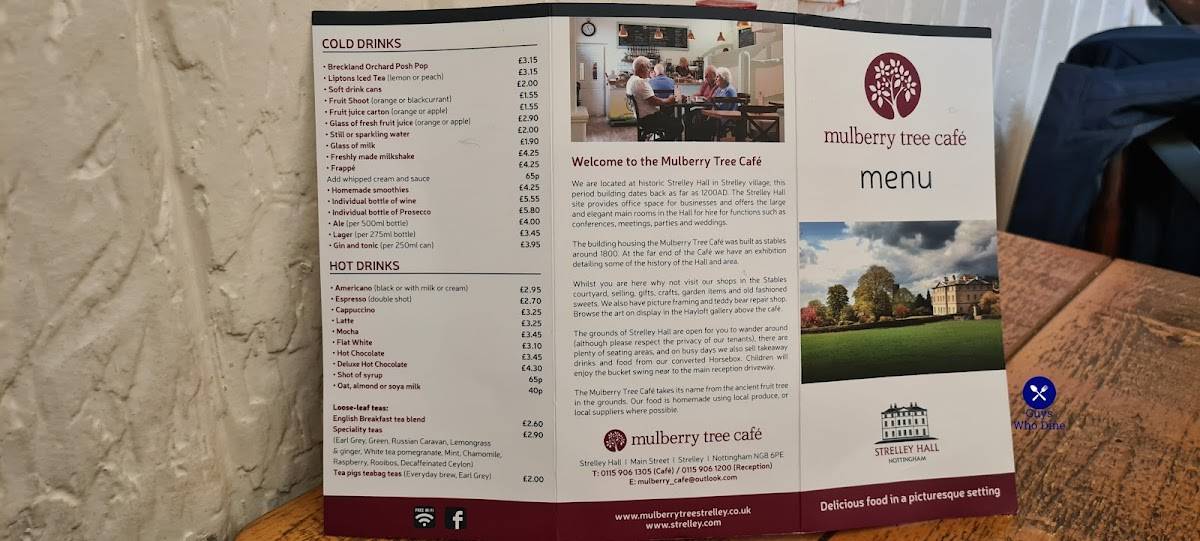Menu at Mulberry Tree Cafe, Nottingham, Strelley Hall
