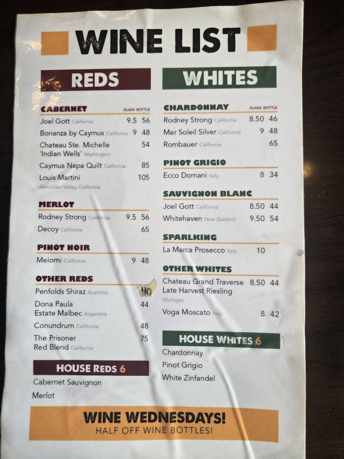 Menu at Mulligan's Restaurant, Cheboygan