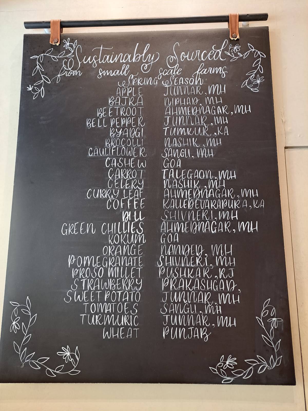 Menu at Project Hum, Mumbai