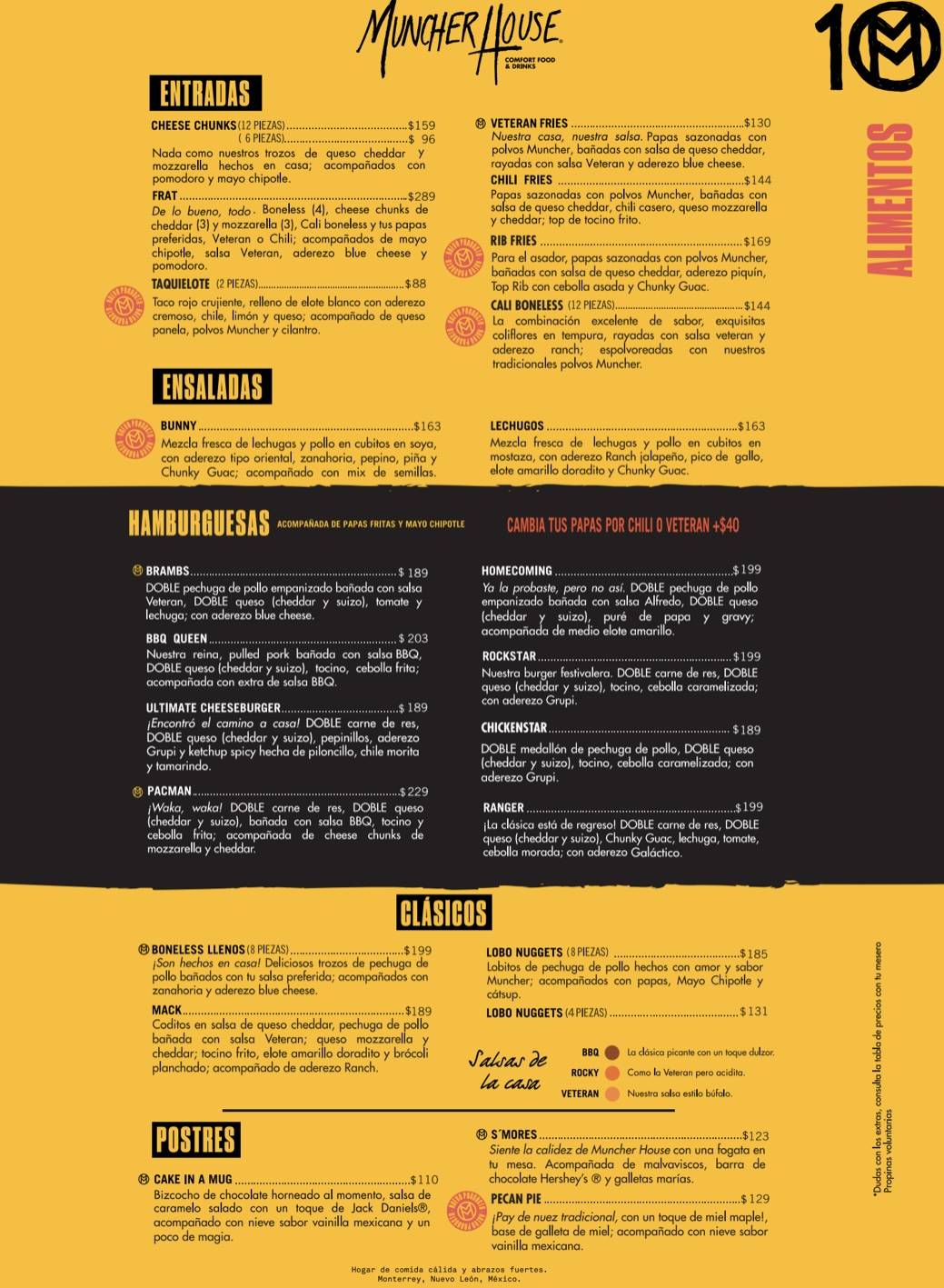 Carta del restaurante Muncher House Cumbres, Monterrey, Centro Comercial Park Point
