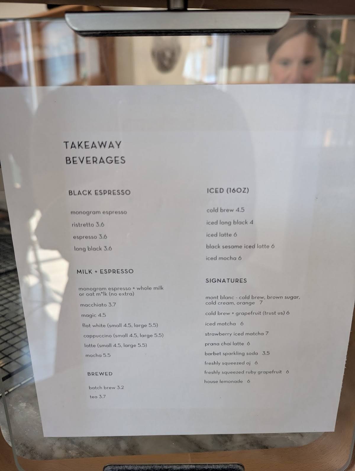 Menu at NORTHSIDE cafe, Kingston