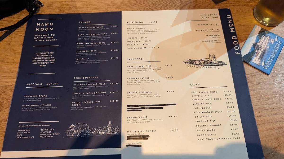 Menu at Namh Moon restaurant, Carlisle