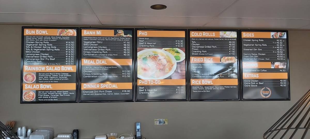 Menu at Nammi Vietnamese Richmond Village restaurant, Marleston