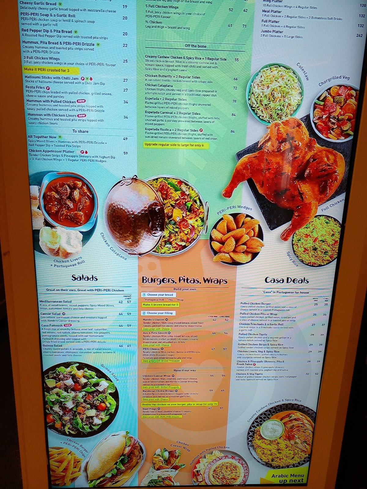 Menu at Nando's The Dubai Mall restaurant, Dubai, Waterfront Promenade ...