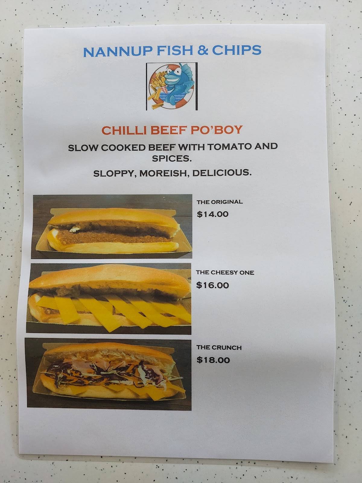 Menu at Nannup Fish & Chips pub & bar, Nannup
