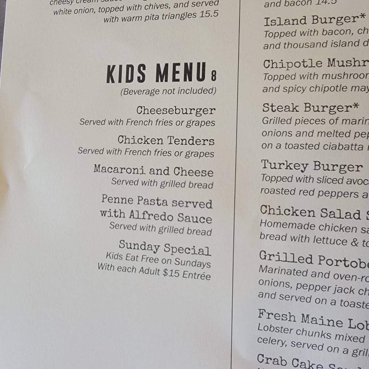 Menu at Nantucket Grill restaurant, Chapel Hill, Farrington Rd