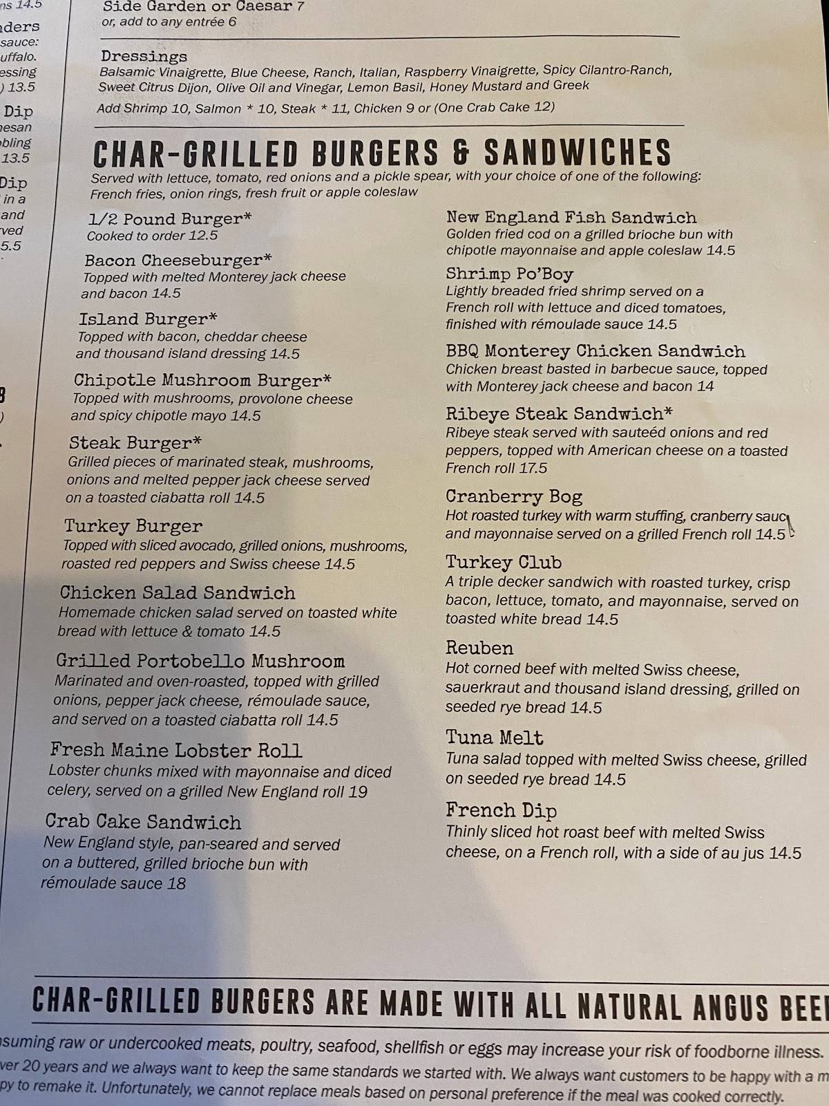 Menu at Nantucket Grill restaurant, Chapel Hill, Farrington Rd