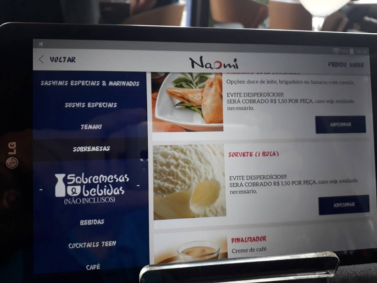 Menu em Naomi Culinária Japonesa restaurante, Sorocaba
