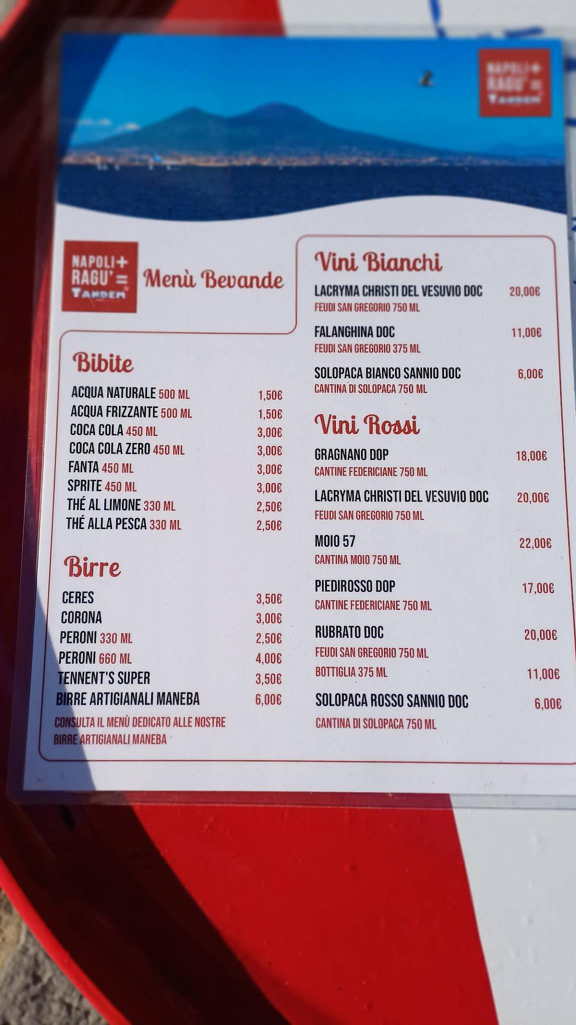 Carta del restaurante Tandem Ragù Porta Capuana, Napoles