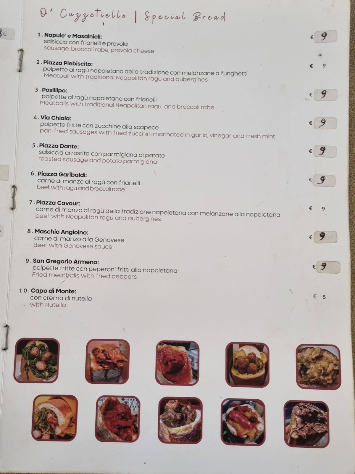 Menu da Napule 'e Masaniello ristorante, Palermo
