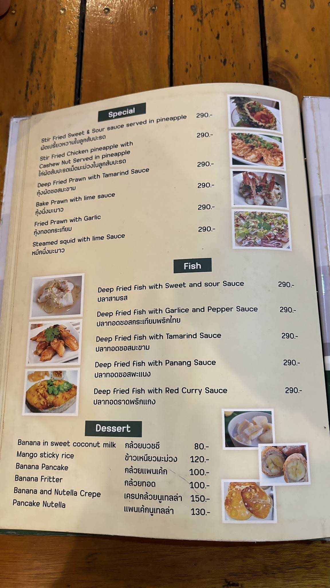 Menu at Nature House Restaurant, Ko Lanta Yai