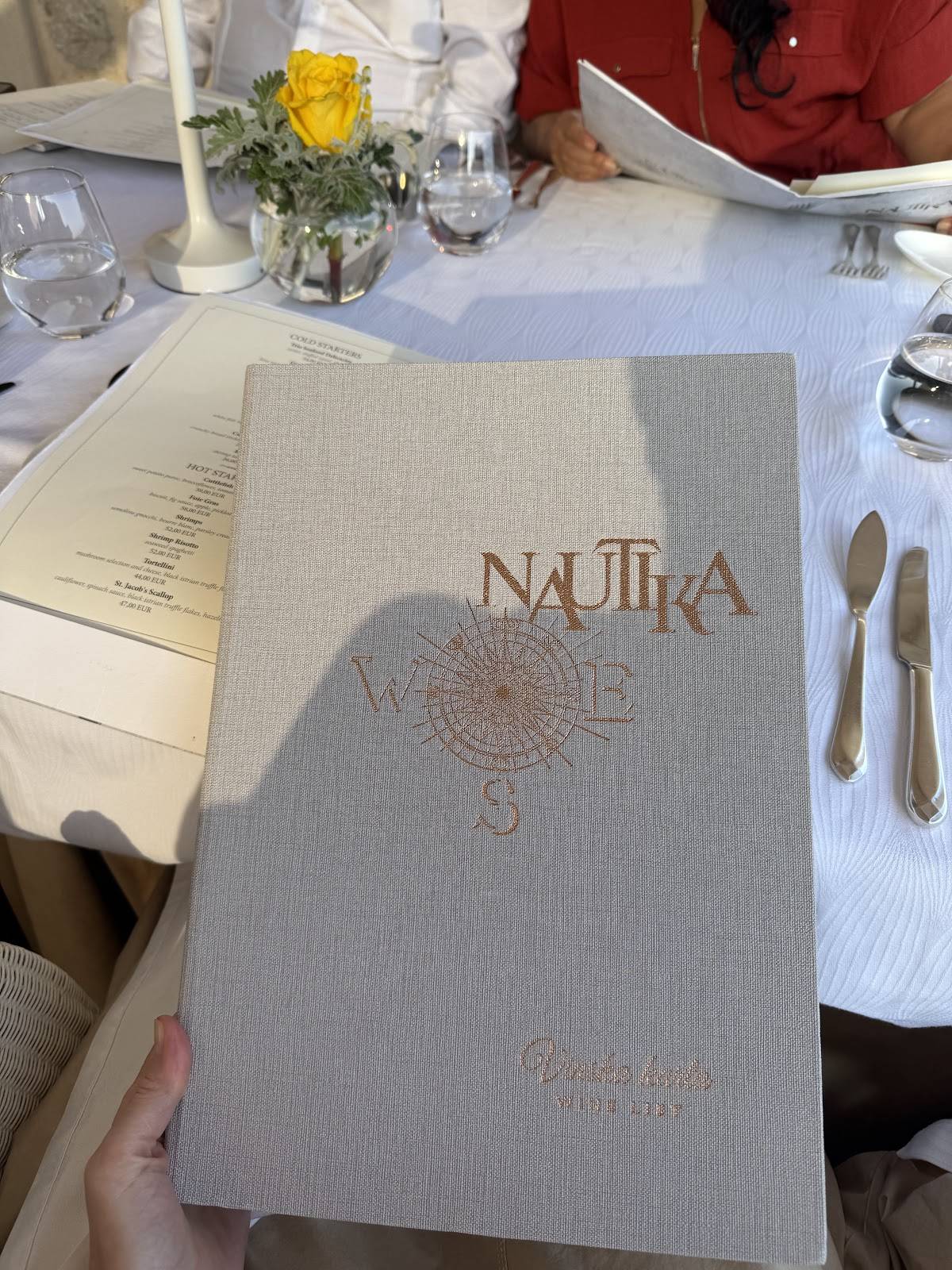 Menu at Nautika restaurant, Dubrovnik
