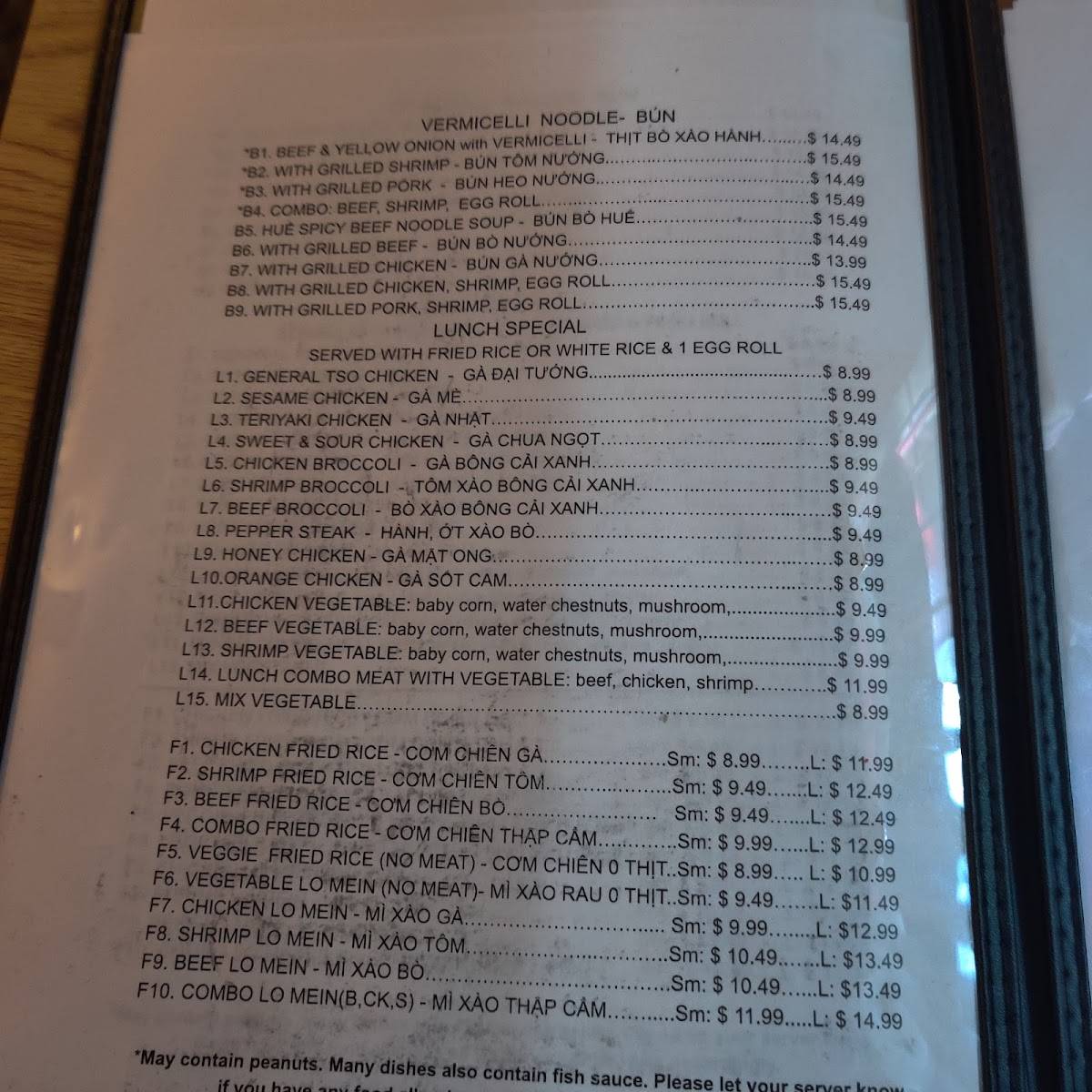 Menu at Phở 99 Vietnamese Restaurant, Navarre, Navarre Pkwy