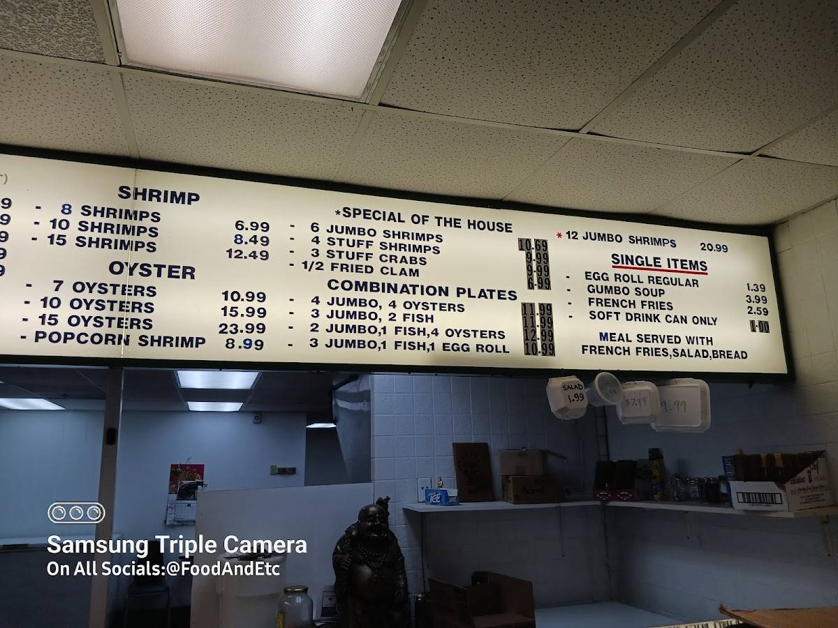 Menu at Navy Seafood restaurant, Houston, Emancipation Ave