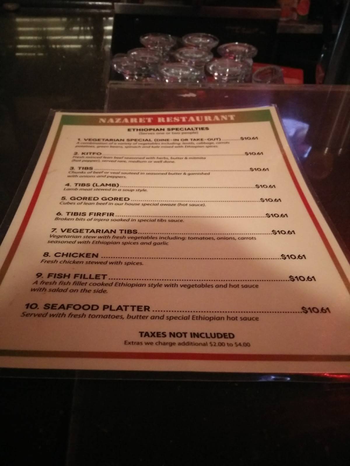 Menu at Nazareth pub & bar, Toronto