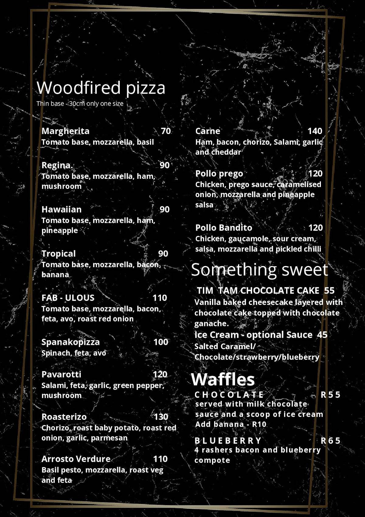 Menu at Neighbourhood Cafe @ Ramasibi, Cape Town