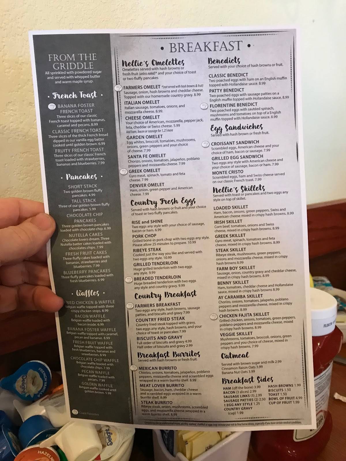 Menu at Nellie's Restaurant, Newburgh