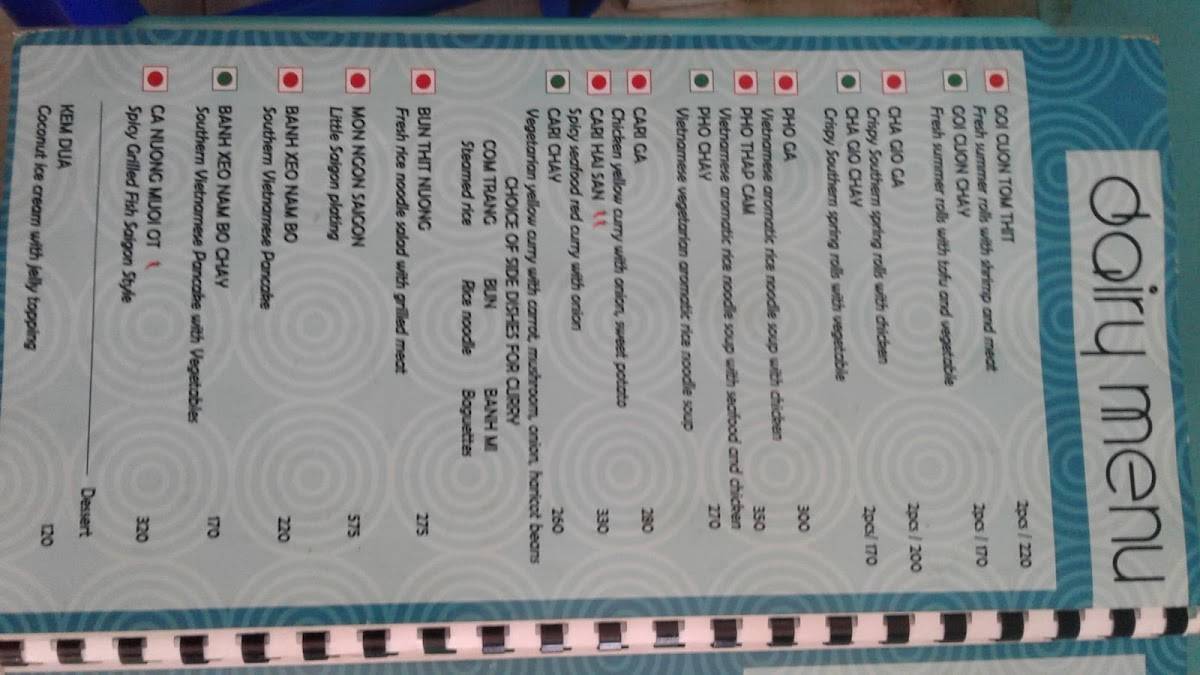 Menu at Little Saigon, New Delhi, E-16