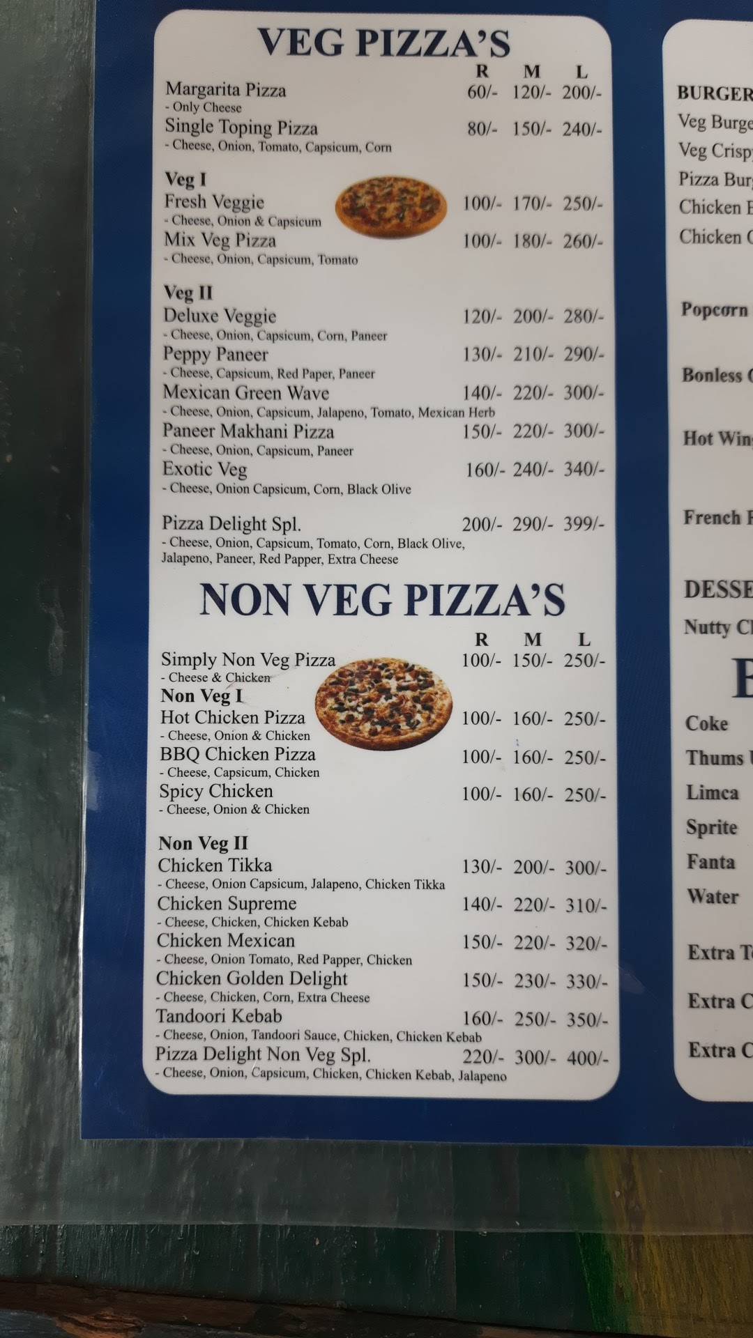 Menu at Pizza Delight, New Delhi, L-50
