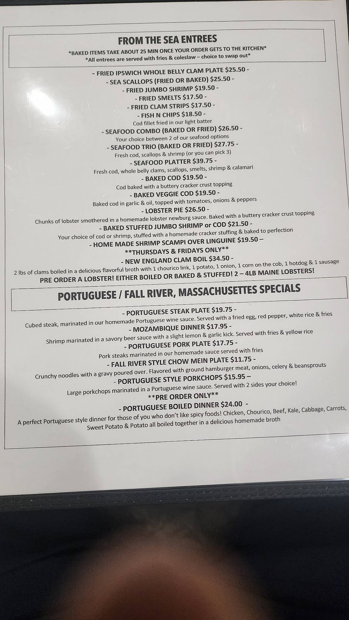 Menu at New England Roadside Grill restaurant, Port Charlotte