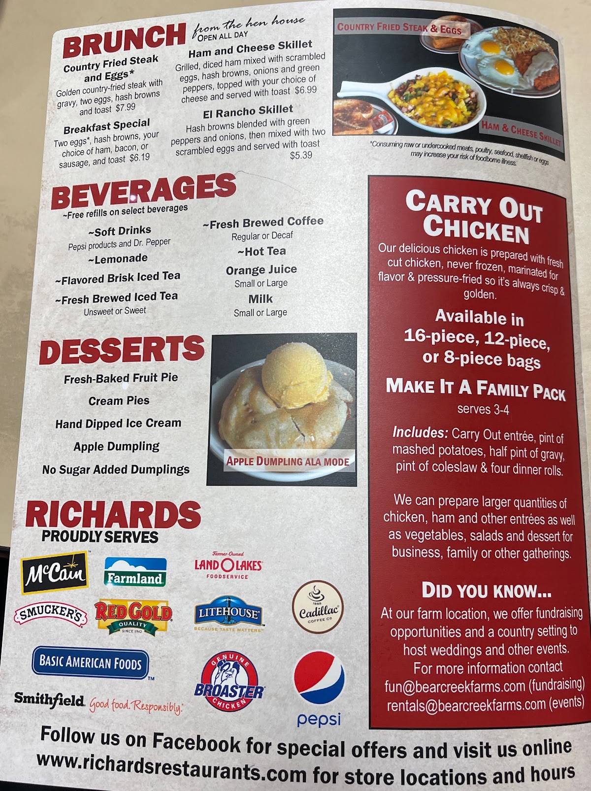 Menu at Richards Restaurant, New Haven