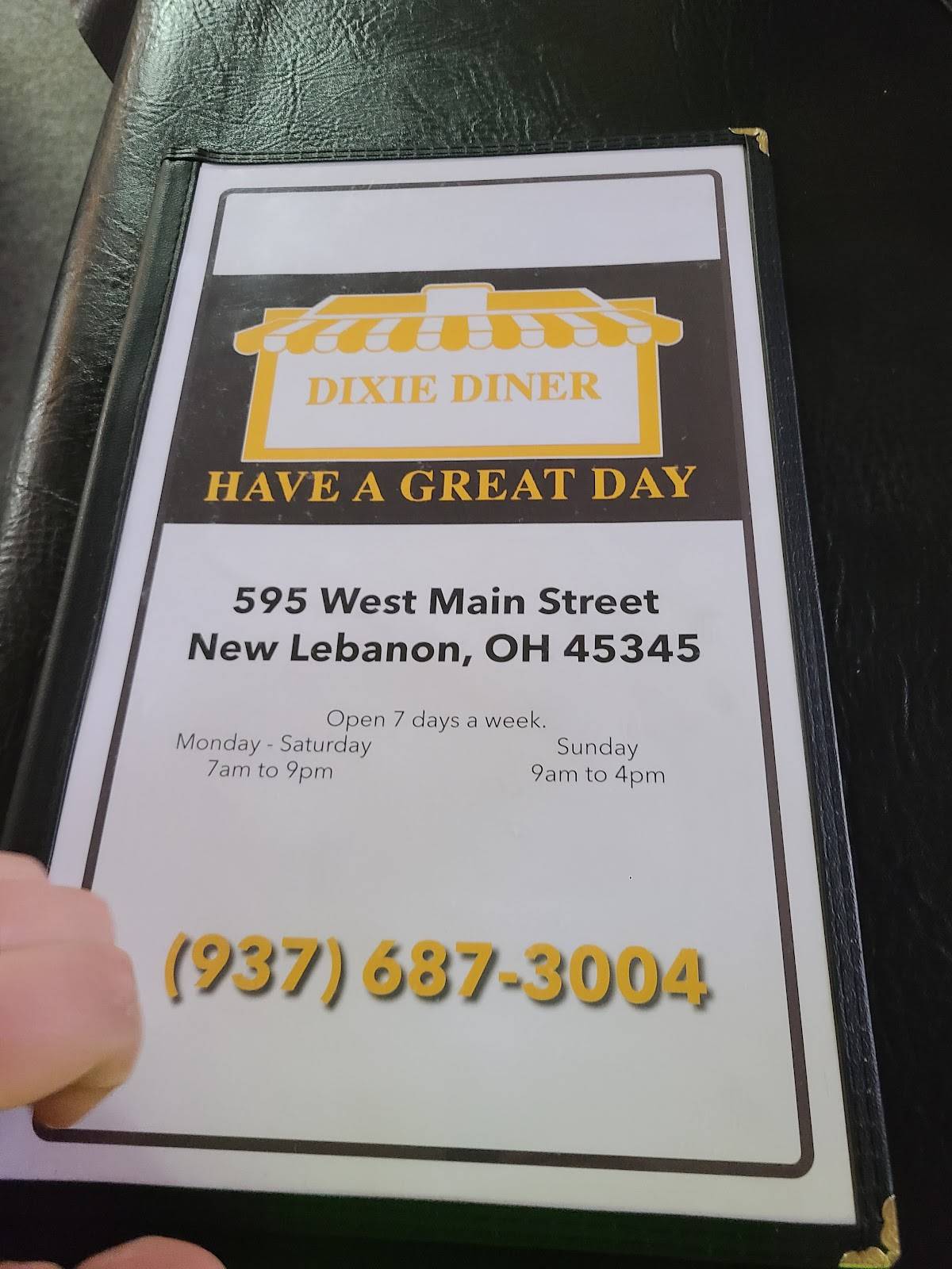 Menu at Dixie Diner restaurant, New Lebanon, 595 W Main St