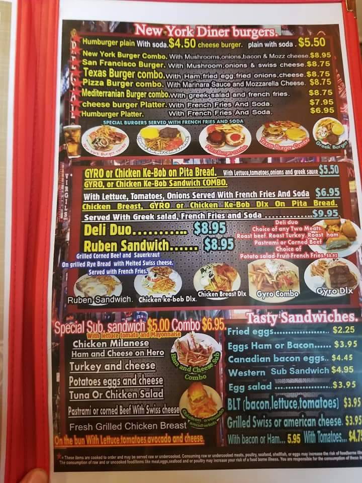 Menu at New York Diner restaurant, Knightdale