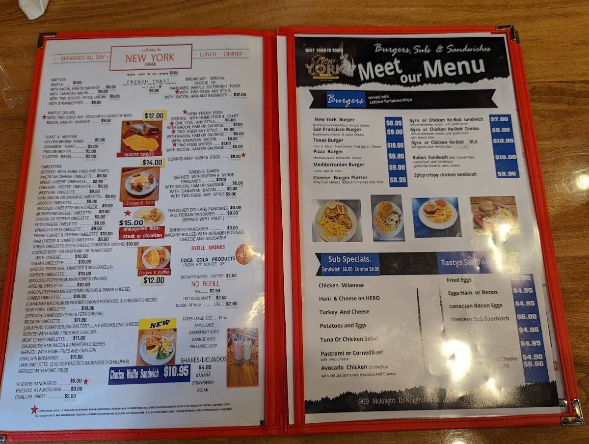 Menu at New York Diner restaurant, Knightdale