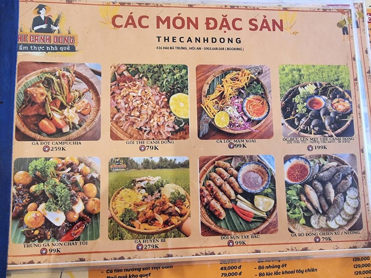 Menu at Nhà hàng ẩm thực Hội An The Canh Dong restaurant, Hoi An