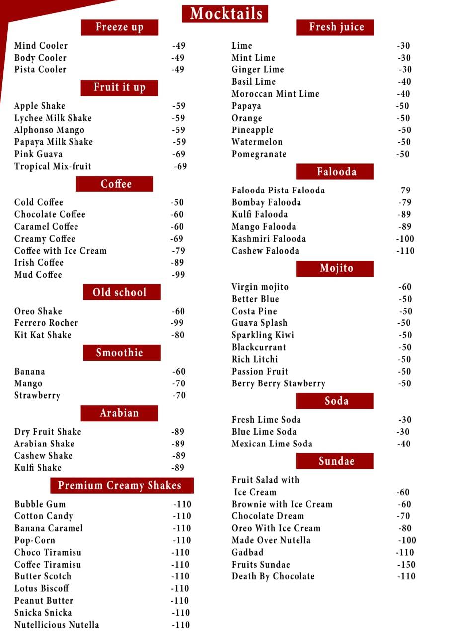 Menu at Nirvana cafe and restaurant, Kollegal