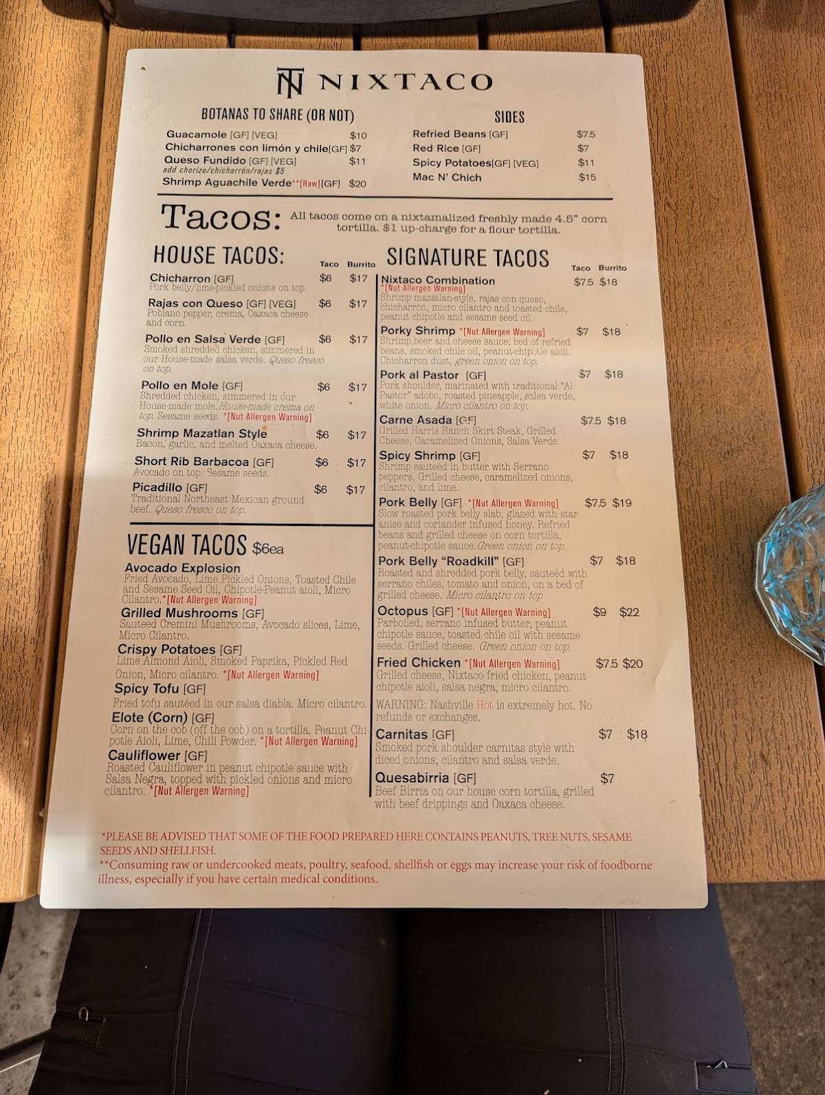 Menu at Nixtaco fast food, Roseville, Cirby Way #12